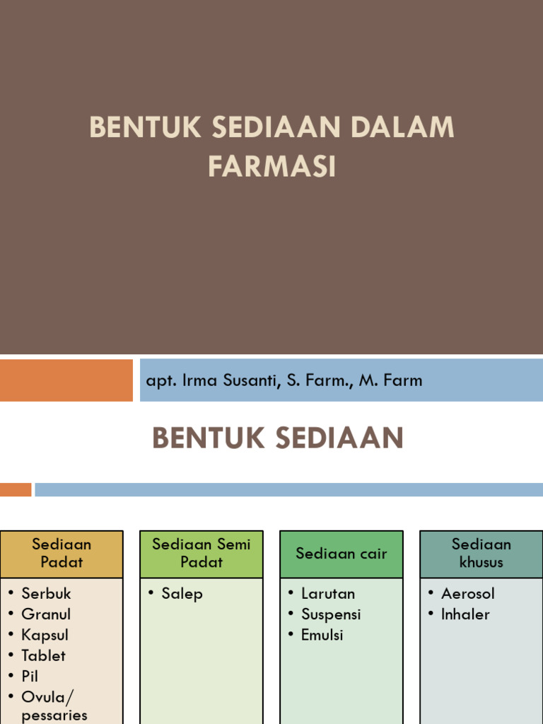 Jenis-Jenis Sediaan Farmasi dan Definisinya | PDF