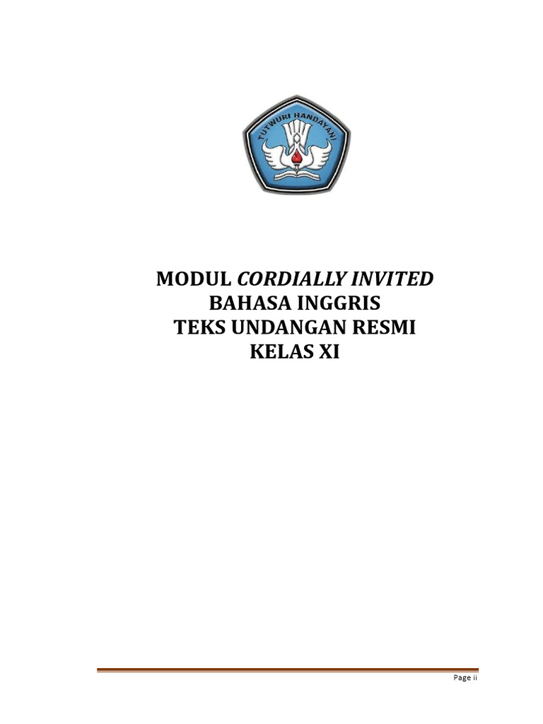 Modul Cordially Invited Bahasa Inggris Teks Undangan Resmi Kelas Xi ...