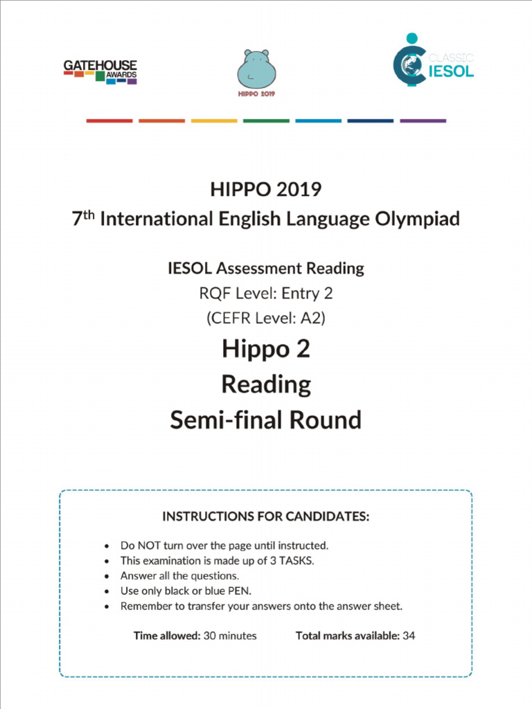 HIPPO 2019 Writing Test Instructions | PDF