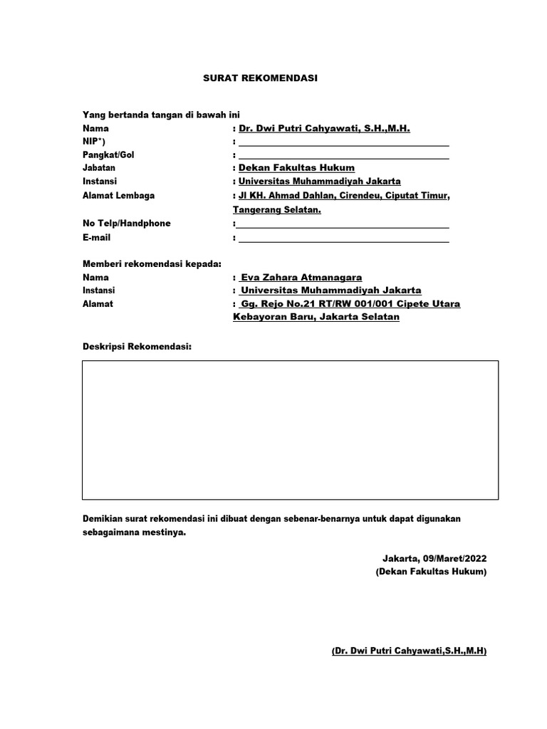 Surat Rekomendasi LPDP | PDF