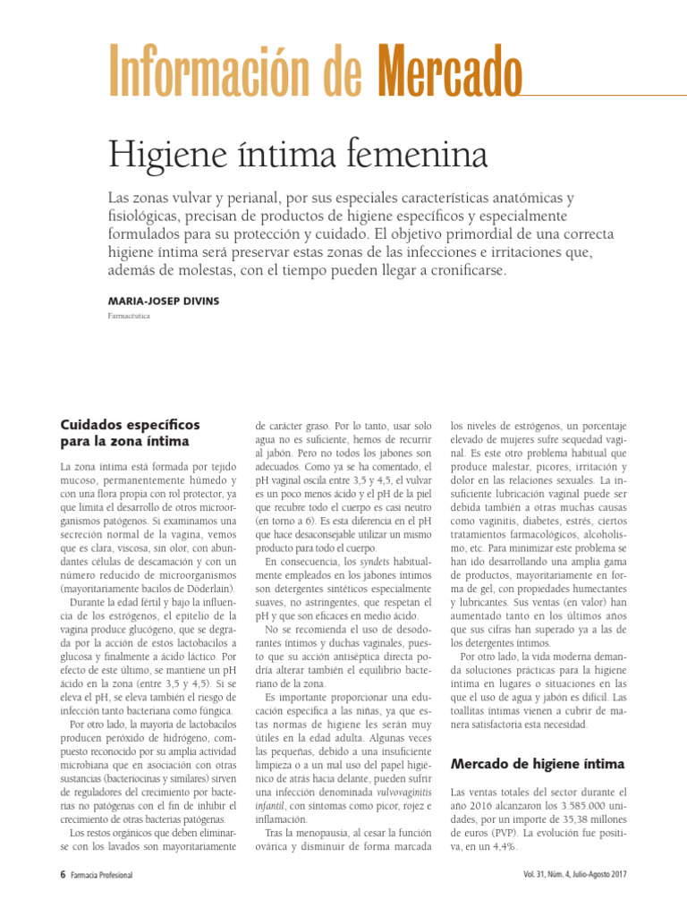 Higiene Intima Femenina | PDF | Vagina | Salud pública