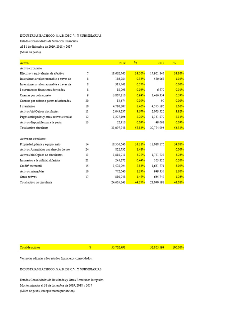 BACHOCO 2019 Vs 2018 Brandon Portillo | PDF | Servicios financieros ...