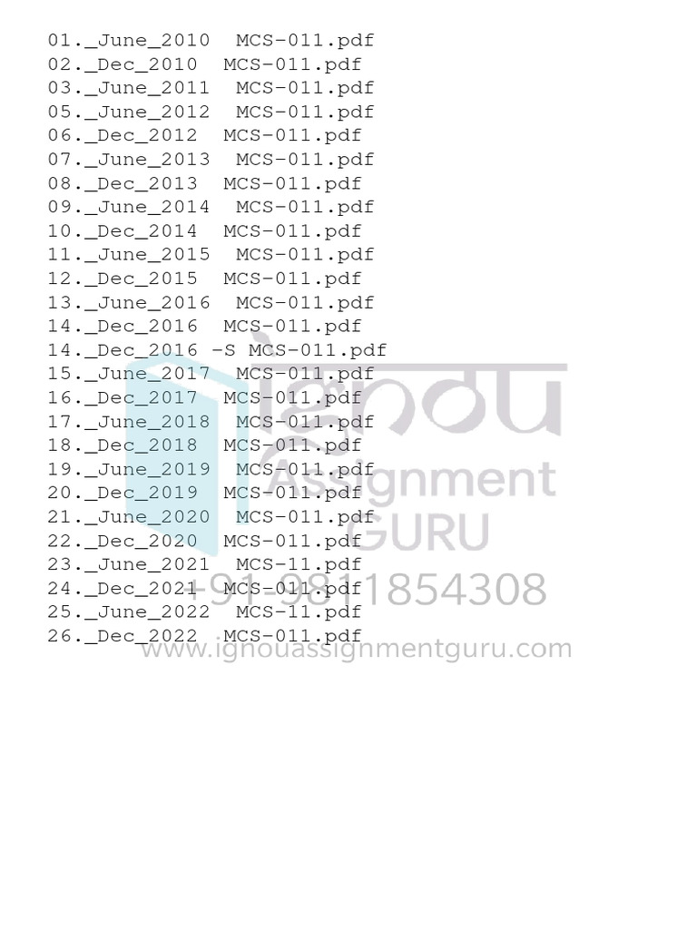 MCS 011 | PDF MCS 011 | PDF