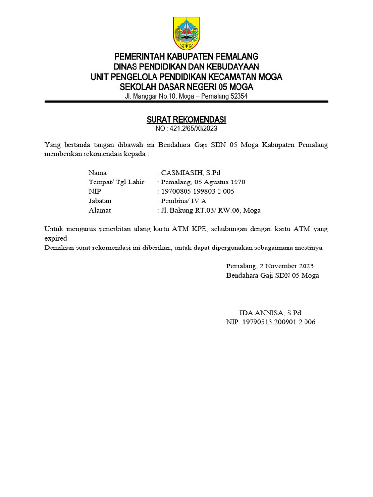 24 Surat Rekomendasi ATM | PDF
