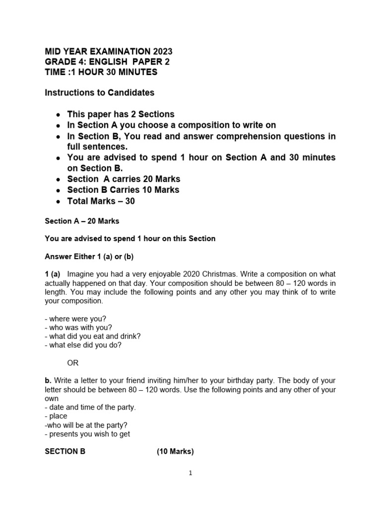 Grade 4 English Paper 2 | PDF | Detective