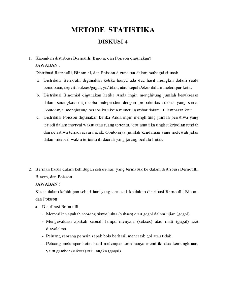 Metode Statistik - Diskusi 4 | PDF