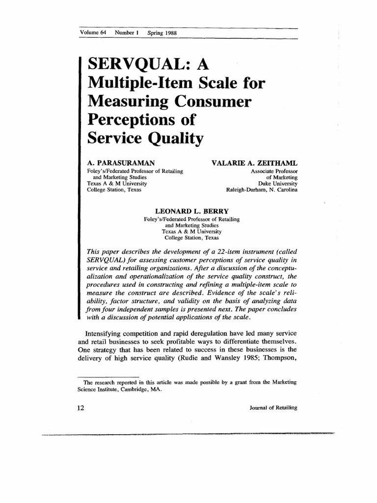 SERVQUAL | PDF