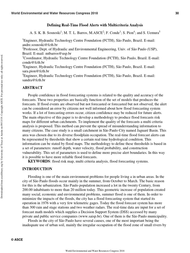 Defining Real-Time Flood Alerts With Multicriteria Analysis - Sosnoski2018 | PDF | Flood ...