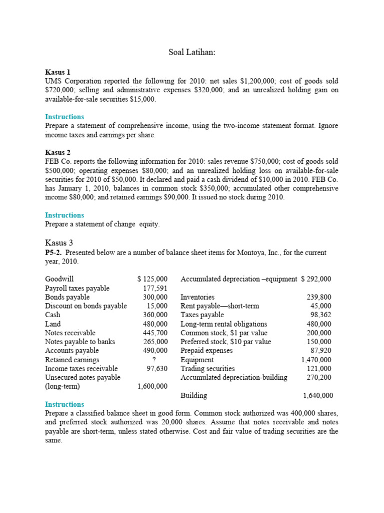 Soal Latihan | PDF | Stocks | Balance Sheet