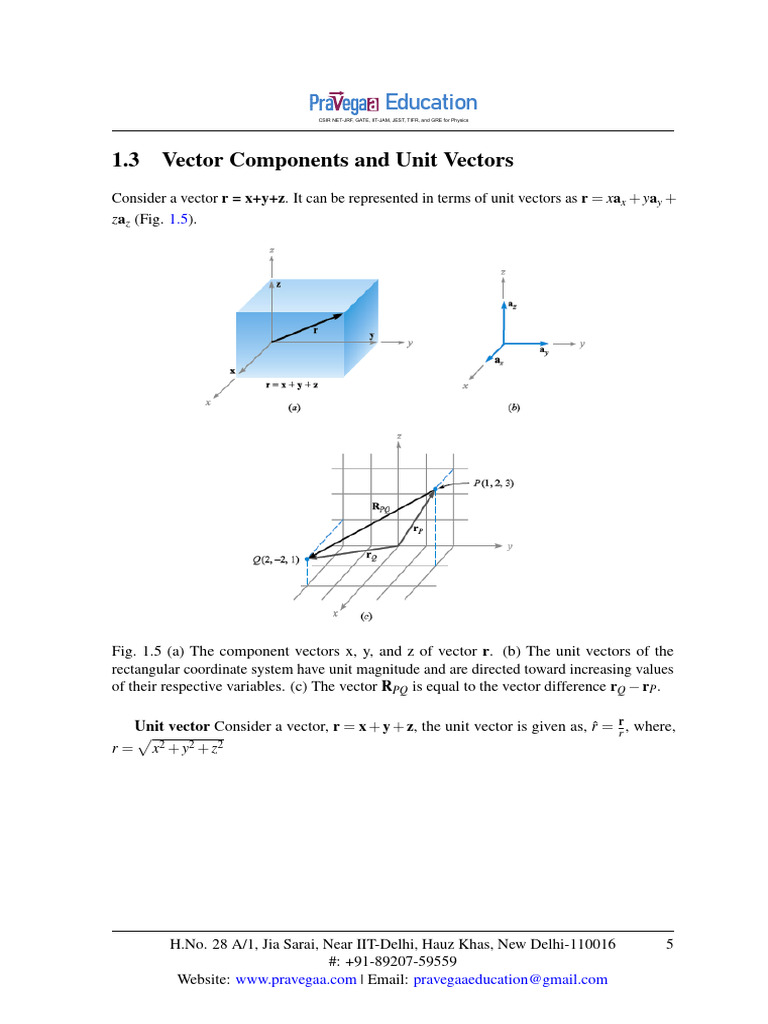 1.3 Vector Components and Unit Vectors New | PDF