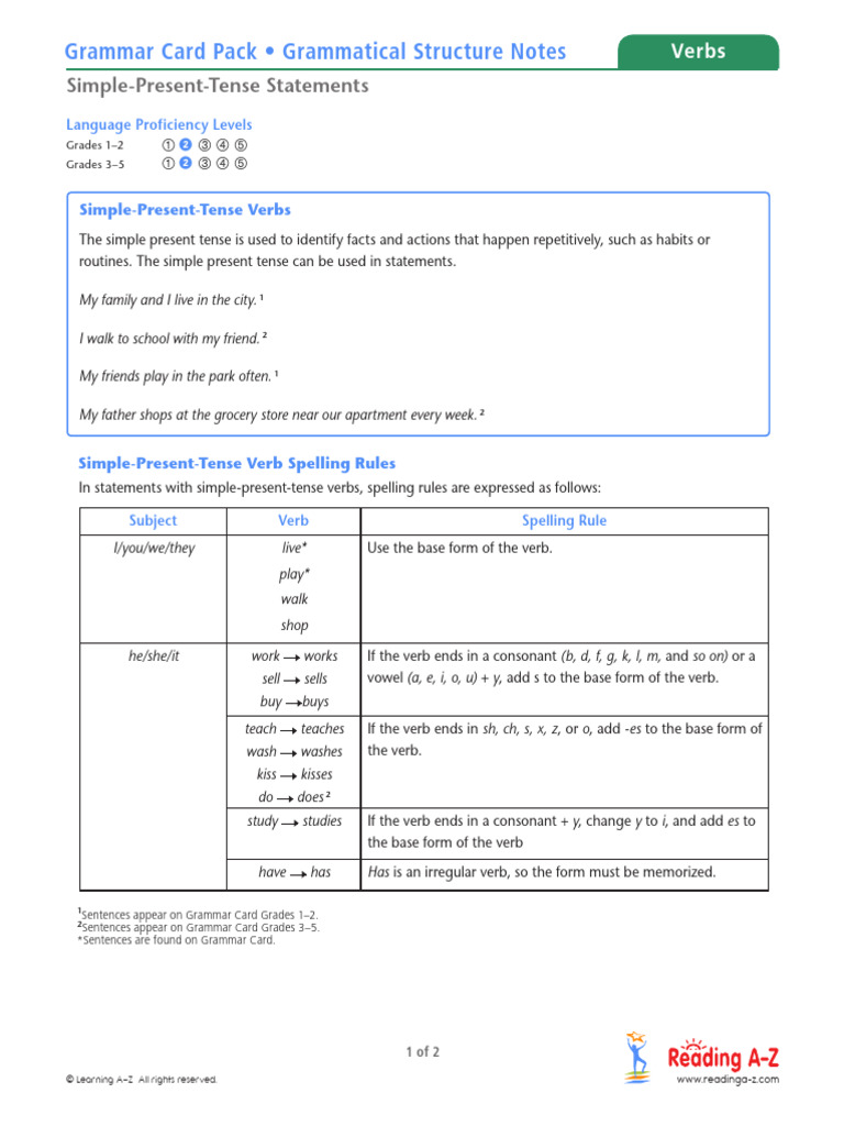 Ell Verb Sprts g1 2 Grammatical Structure Notes | PDF | Verb | English ...