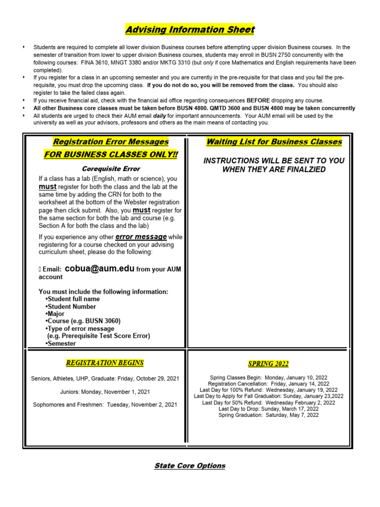 2-Advising Information Sheet SP22 2 | PDF
