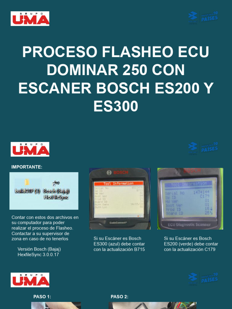 Proceso Flasheo DOMINAR 250 Con Escanner BOSCH ES200 Y ES300 | PDF