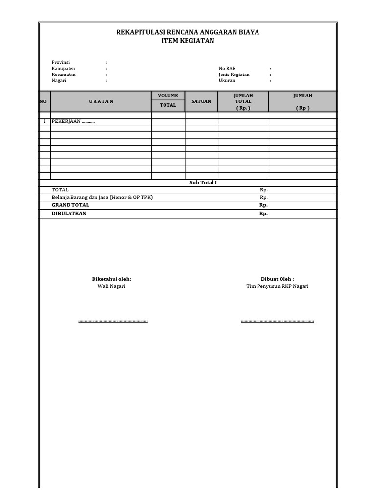 7 - RAB Sederhana | PDF