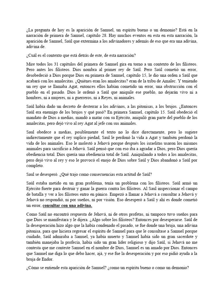 Saul y la pitonisa | PDF | Saulo | Lenguaje hebreo