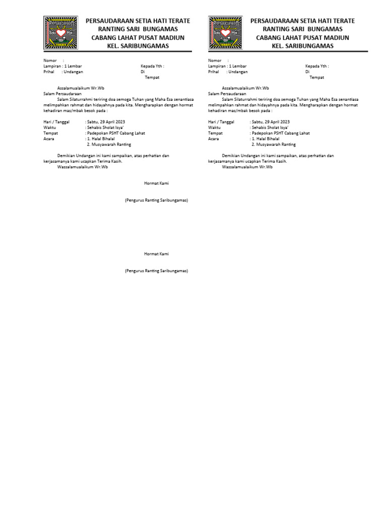 Undangan Halal Bihalal | PDF
