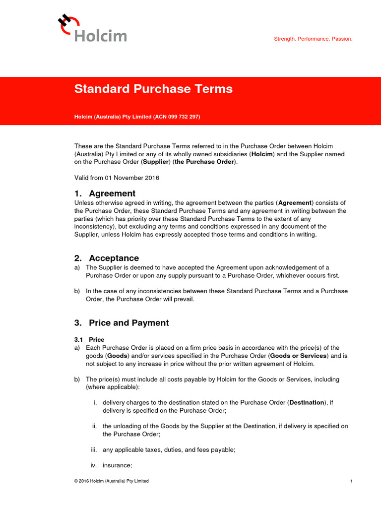 Purchase Terms | PDF