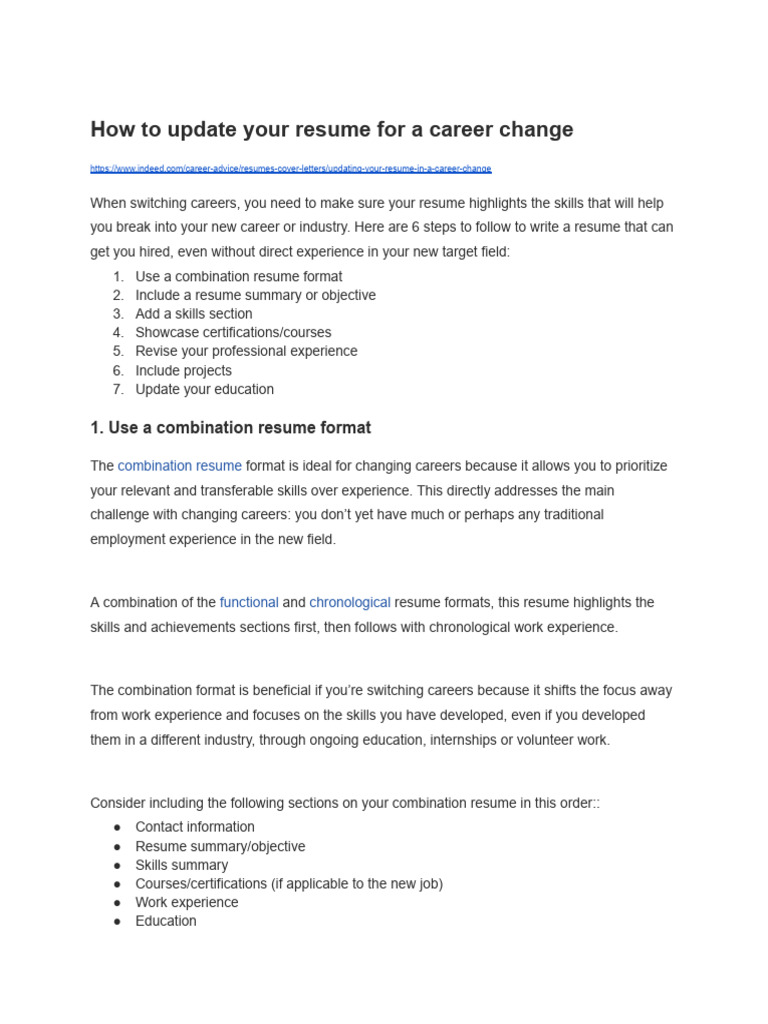 How To Update Your Resume For A Career Change | PDF | Résumé | Cognition