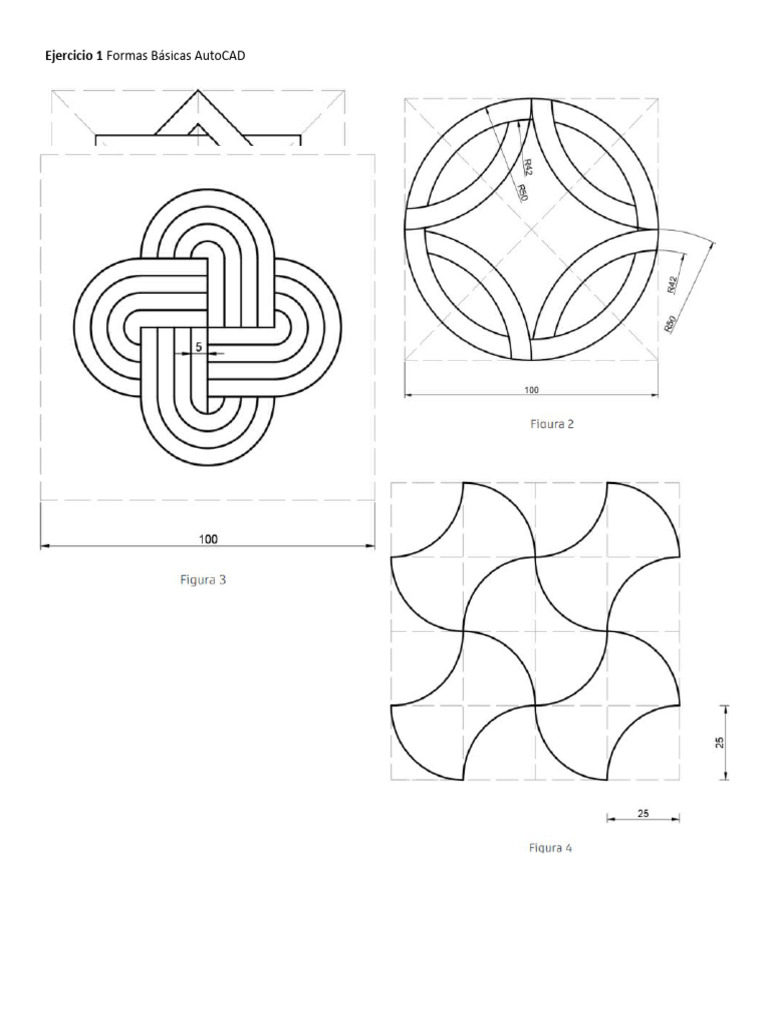Ejercicio 1 Formas Básicas AutoCAD | PDF