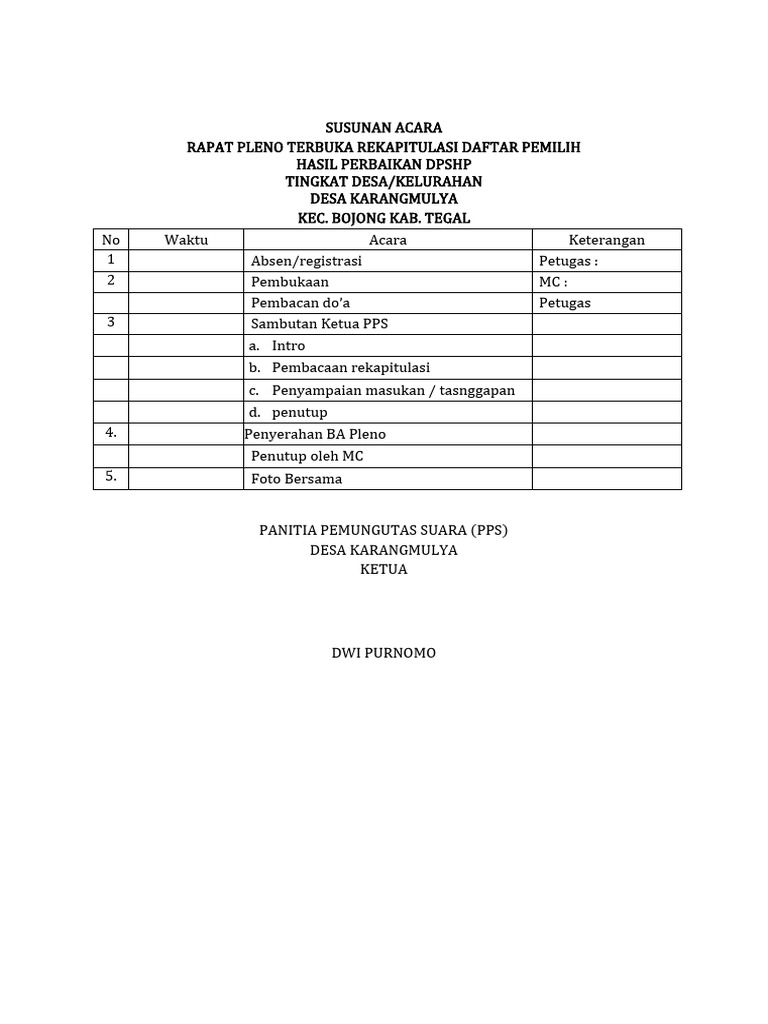 Susunan Acara 1 | PDF