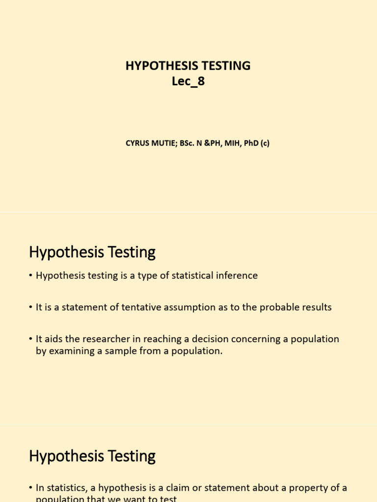 Lec - 8 Hypothesis Testing | PDF | Type I And Type Ii Errors ...