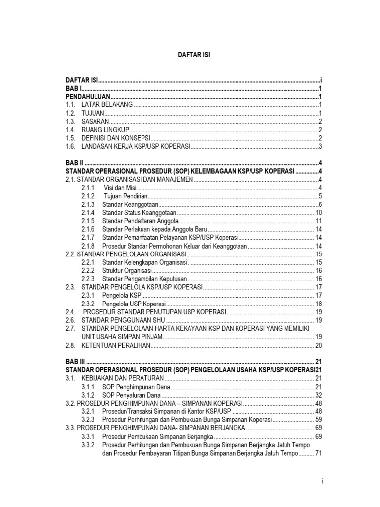 SOP Koperasi Simpan Pinjam 1-20 | PDF