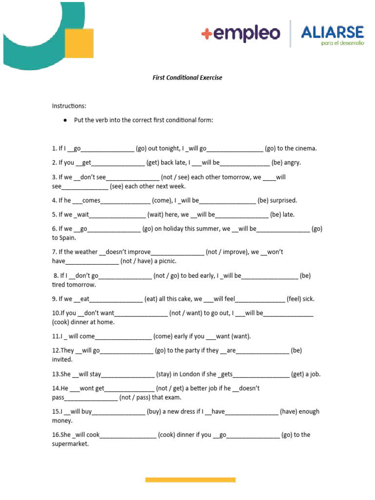 First Conditional Exercise | PDF