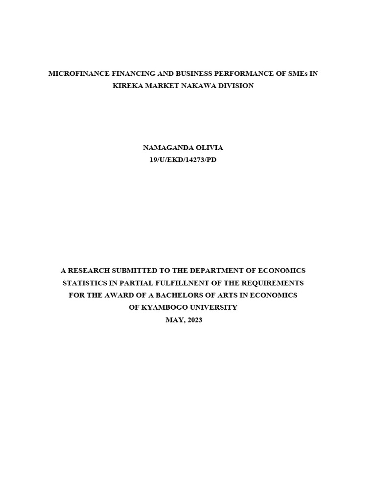 Microfinance Impact on SMEs in Kireka | PDF | Small And Medium Sized Enterprises | Science