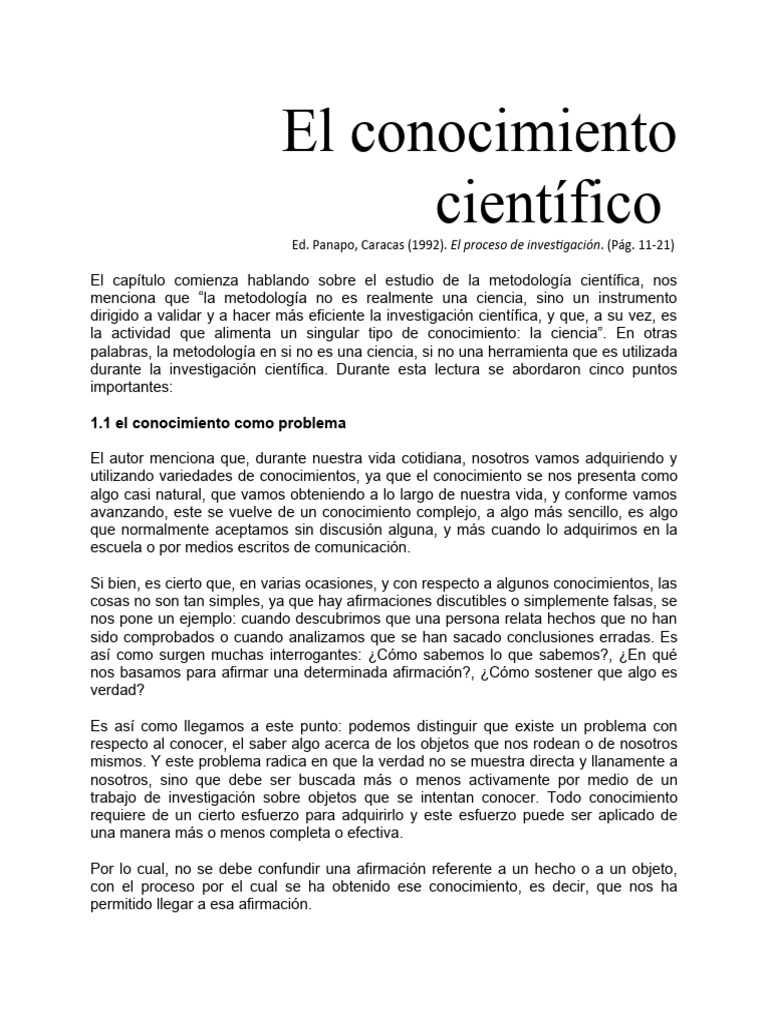 El conocimiento científico | PDF | Conocimiento | Science