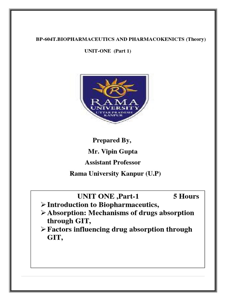 Drug Absorption Mechanism | PDF | Cell Membrane | Chemistry