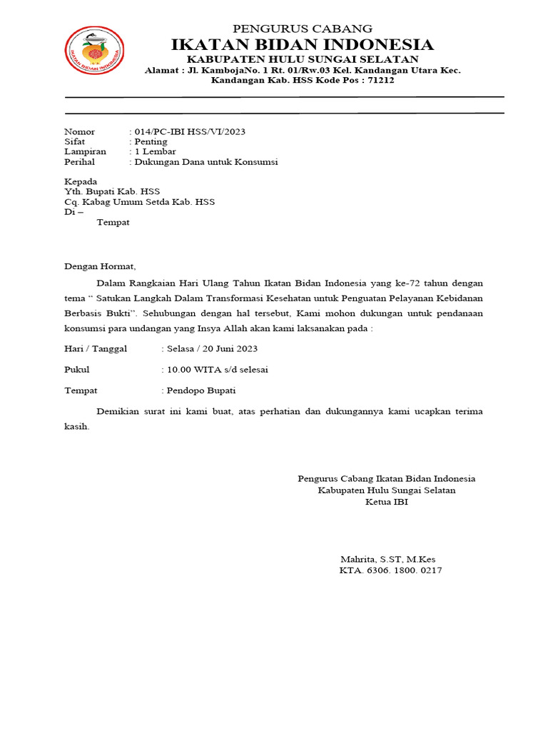 Surat Permohonan IBI | PDF