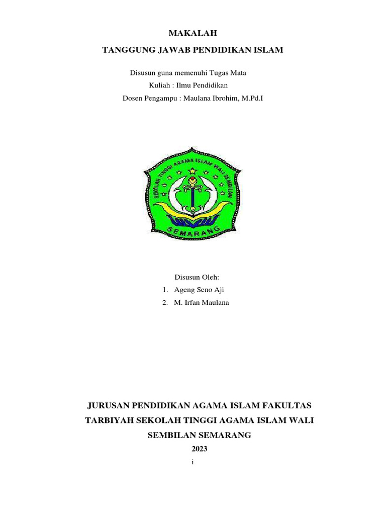 Makalah Tanggung Jawab Pendidikan Islam | PDF Makalah Tanggung Jawab Pendidikan Islam | PDF