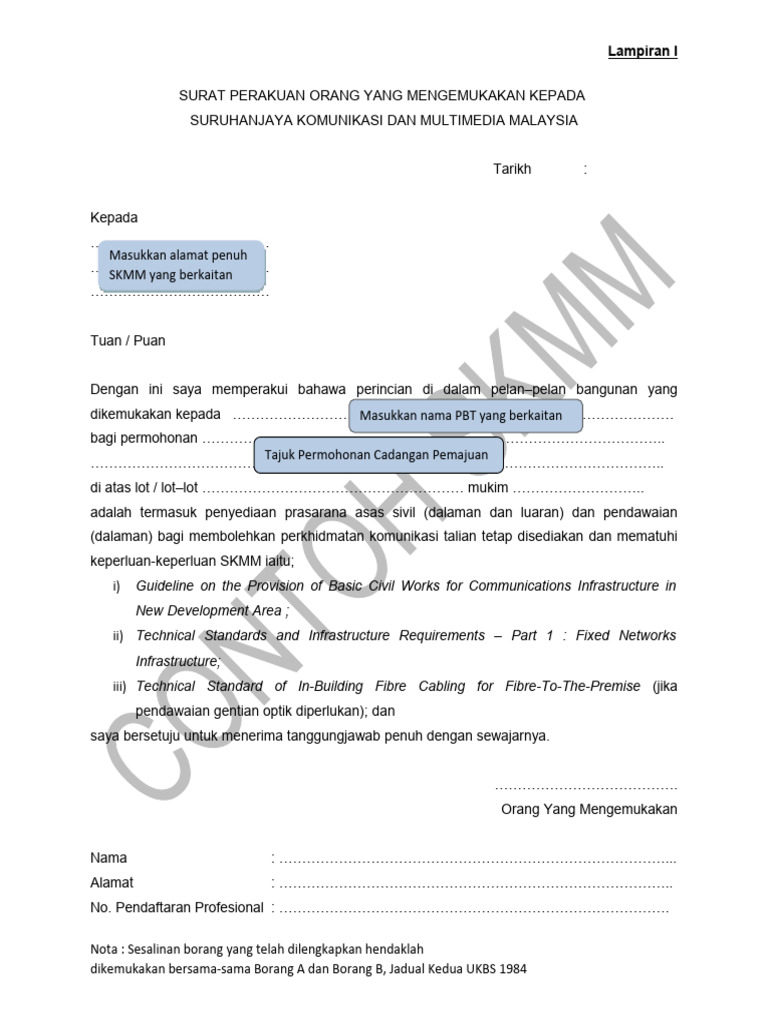 D.1.6 Template Surat Perakuan SKMM | PDF