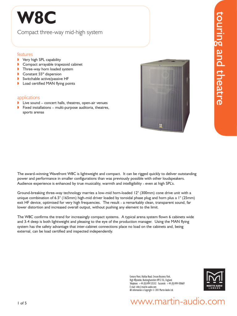 W8 Cdatasheet | PDF | Loudspeaker | Sound