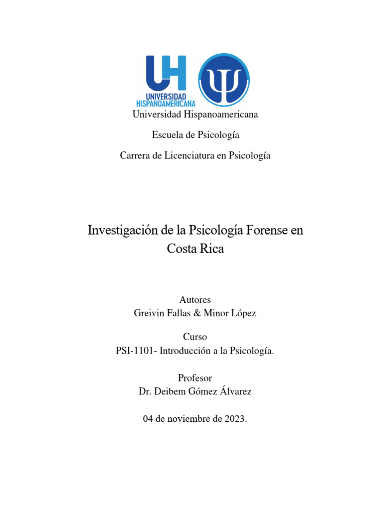 Psicología Forense Por Greivin Fallas & Minos Lopez | PDF