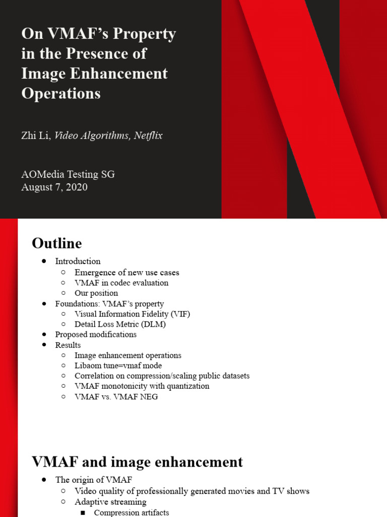 On VMAF's Property in The Presence of Image Enhancement Operations | PDF | Data Compression ...