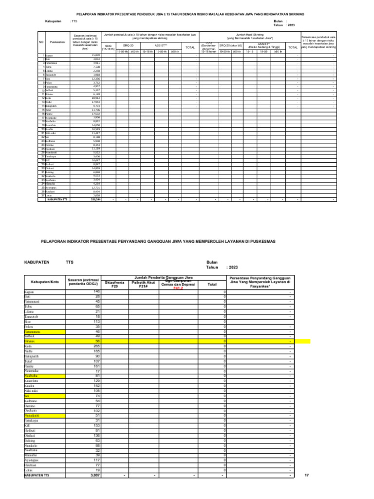 Form Laporan Keswa 2023 TTS | PDF