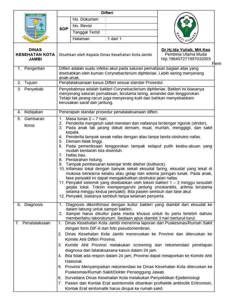 SOP Difteri | PDF
