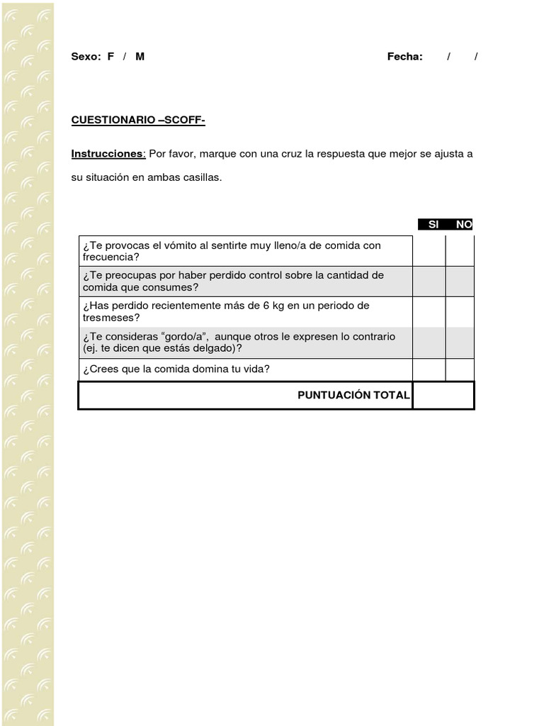 Cuestionario Scoff Final | PDF