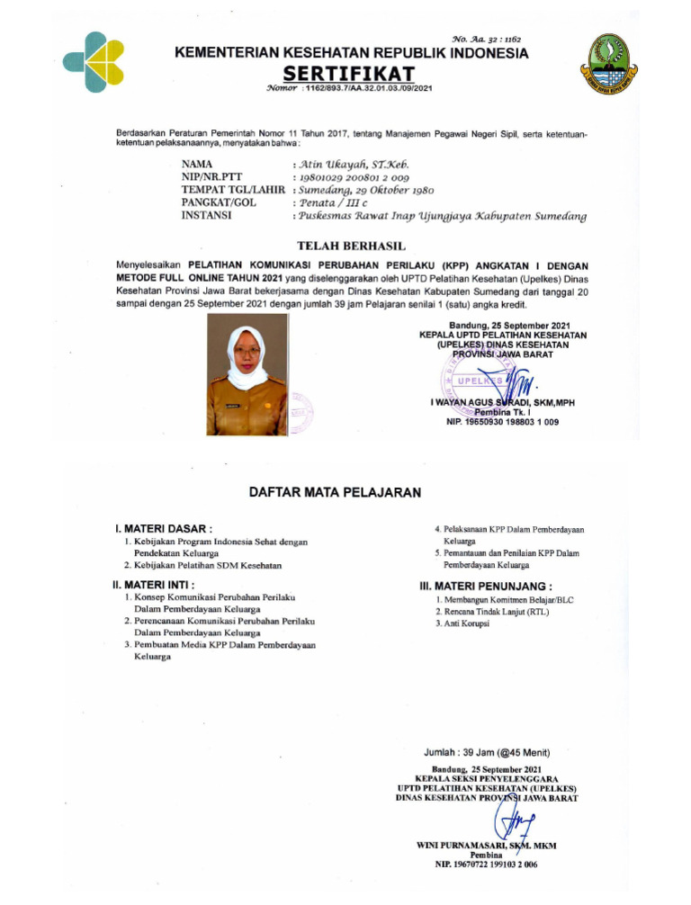 Sertifikat Pelatihan KPP | PDF