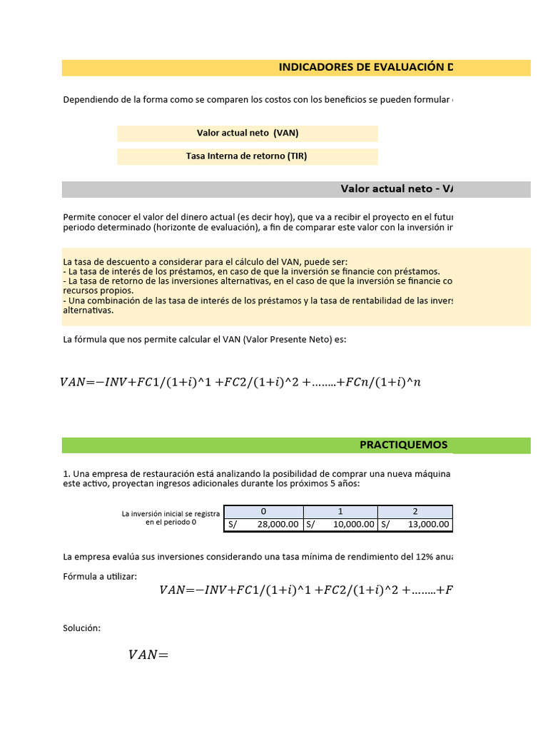 Sesión 13. Van y Pri. (Guia de Clase) - Desarrollado | Descargar gratis PDF | Valor presente ...