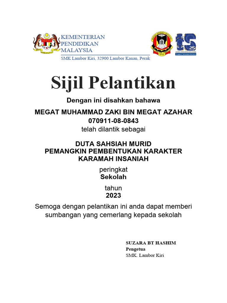 Sijil Karnival Stem 2023 | PDF