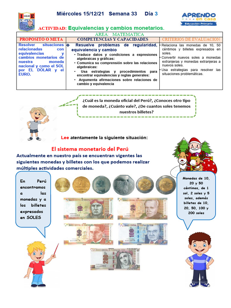 Equivalencias y Cambios Monetarios en Perú | PDF | Moneda | Tipo de cambio