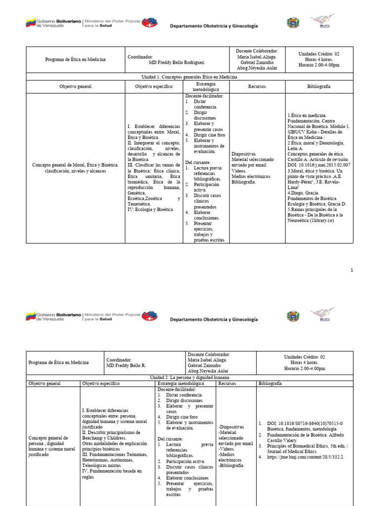 Programa de Ética en Medicina | PDF | Bioética | Tecnología de ...