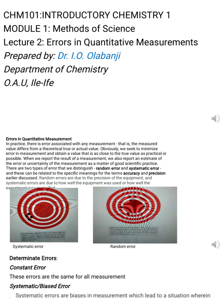 CHM 101 OCT 31 Lecture 2 | PDF | Observational Error | Titration