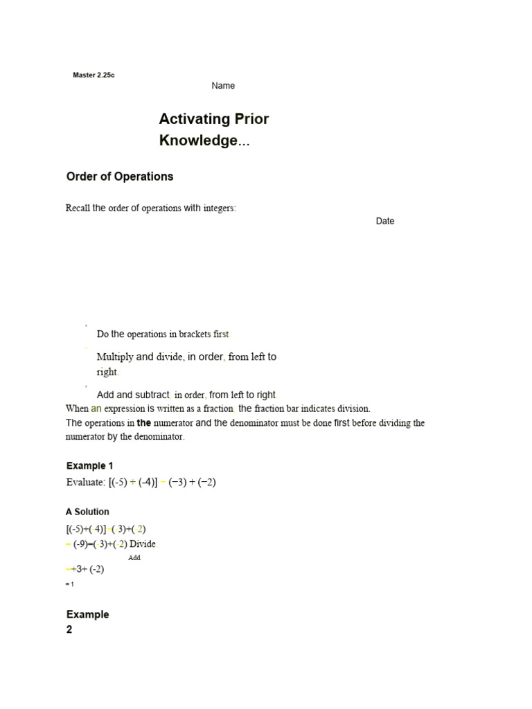 2.3 Order of Operation With Powers Worksheet | PDF | Arithmetic ...