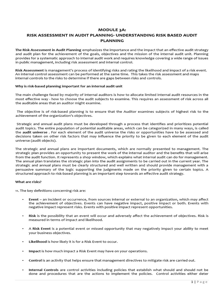 Module 3A | PDF | Risk | Audit