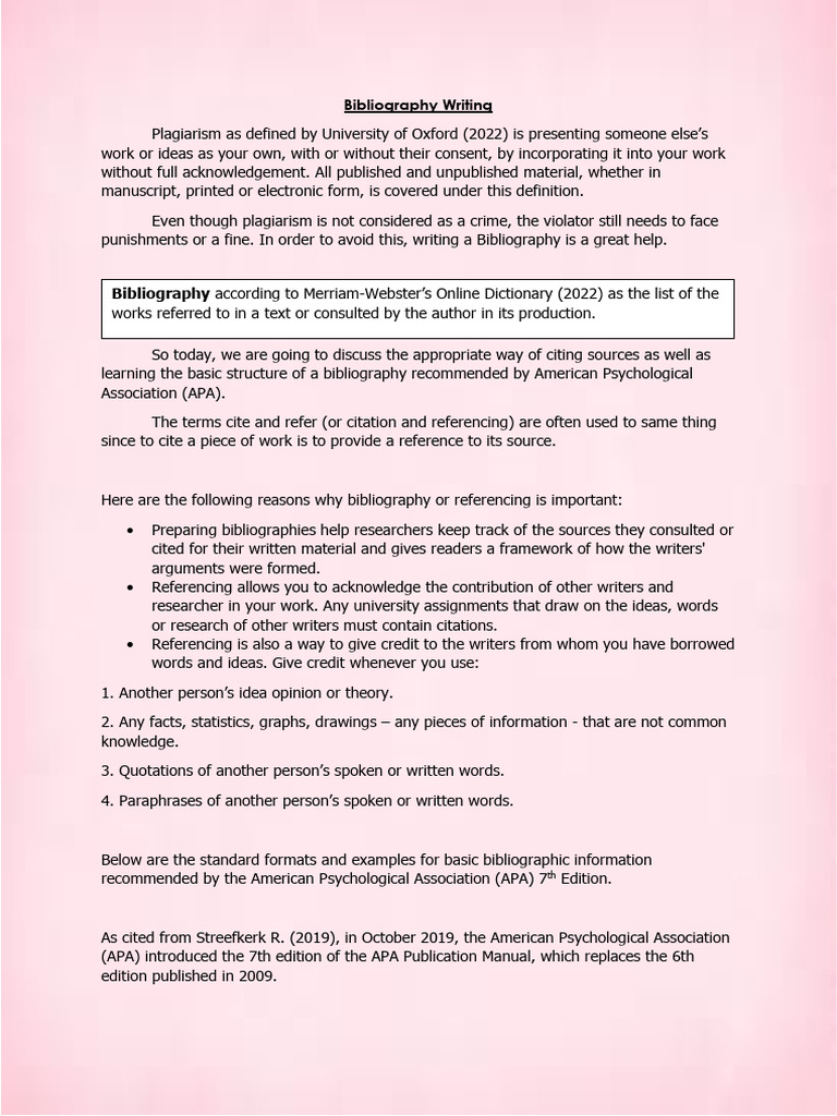 Bibliography Writing Module | PDF | Apa Style | Citation