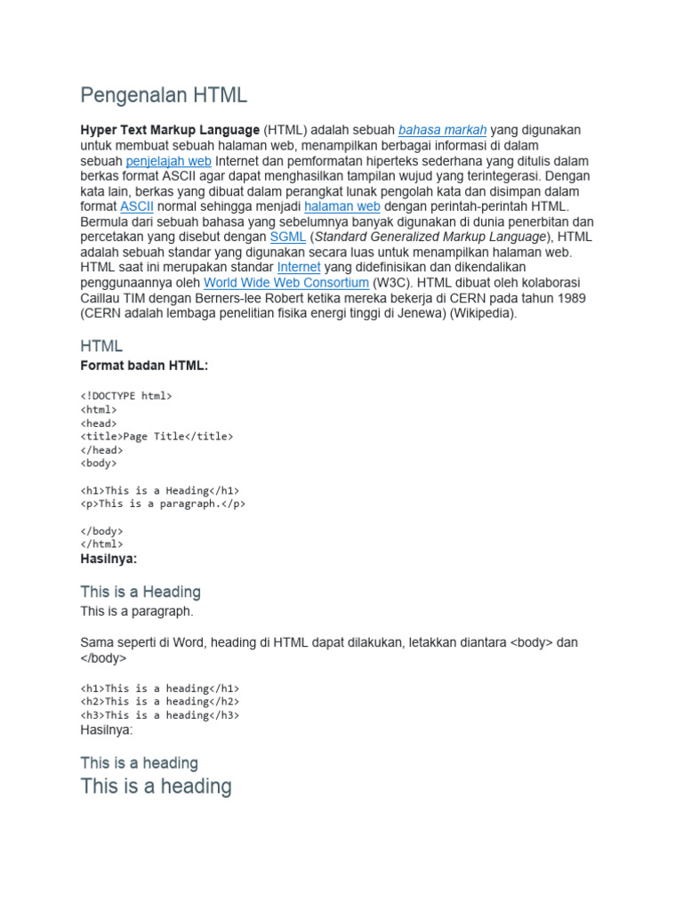Pengenalan HTML | PDF