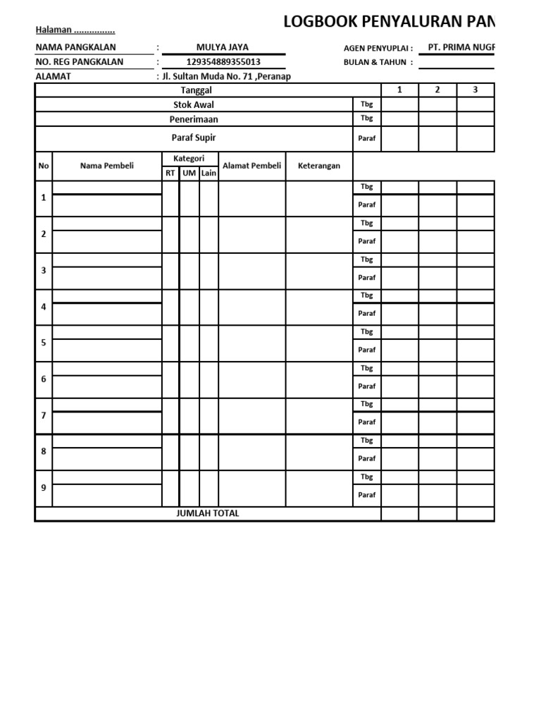 Format Logbook 2022 | PDF